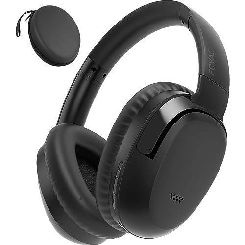 Fcyao S3 Active Noise Cancelling Flexable Headphones, Over Ear Wireless Foldable Bluetooth Headphones, 60H Playtime, Hi-Fi Stereo Sound, Travel Case Included, On-Ear Headset with Microphone, Black