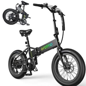 Oraimo 750W-1000W Electric Bike for Adults, 557Wh UL-Listed Hidden Battery Up to 45 Miles, 3A Fast Charge, 20" Fat Tire Folding E-Bike, Shimano 7 Speed, LCD Display, Optical Flare