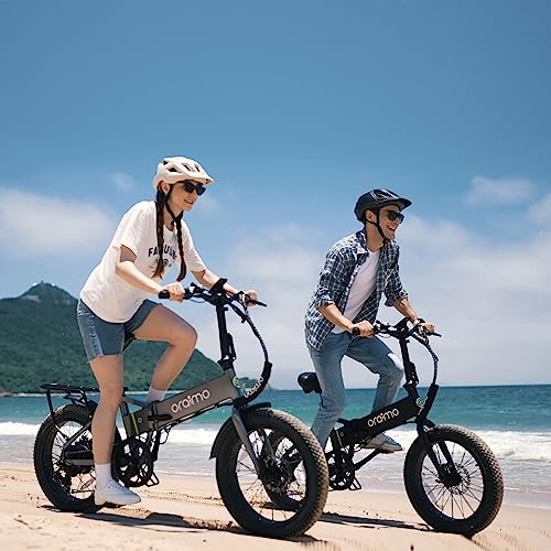 Oraimo 750W-1000W Electric Bike for Adults, 557Wh UL-Listed Hidden Battery Up to 45 Miles, 3A Fast Charge, 20" Fat Tire Folding E-Bike, Shimano 7 Speed, LCD Display, Optical Flare