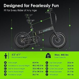 Oraimo 750W-1000W Electric Bike for Adults, 557Wh UL-Listed Hidden Battery Up to 45 Miles, 3A Fast Charge, 20" Fat Tire Folding E-Bike, Shimano 7 Speed, LCD Display, Optical Flare