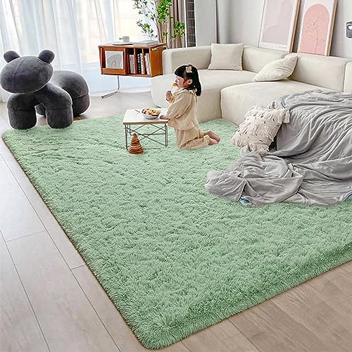 Jocovieh Soft Sage-Green Rugs for Bedroom, 5x7 Feet Fluffy Carpets, Indoor Modern Plush Area Rugs for Living Room Kids Girls Room, Non-Slip Shag Rug for Nursery Home Decor, Green