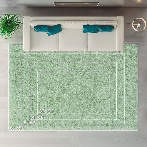 Jocovieh Soft Sage-Green Rugs for Bedroom, 5x7 Feet Fluffy Carpets, Indoor Modern Plush Area Rugs for Living Room Kids Girls Room, Non-Slip Shag Rug for Nursery Home Decor, Green