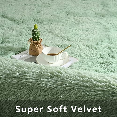 Jocovieh Soft Sage-Green Rugs for Bedroom, 5x7 Feet Fluffy Carpets, Indoor Modern Plush Area Rugs for Living Room Kids Girls Room, Non-Slip Shag Rug for Nursery Home Decor, Green