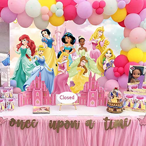 Princess Birthday Backdrop, Pink Princess Party Decorations Banner, Princess Themed Photography Background, Studio Booth Props, Pink Party Supplies for Girls Baby Shower Party Decor