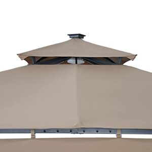 Morhome Patio 9.8ft.l X 9.8ft.w Gazebo with Extended Side Shed/Awning and Led Light in Brown Modern Contemporary Square Metal