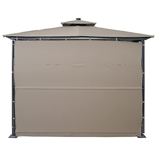 Morhome Patio 9.8ft.l X 9.8ft.w Gazebo with Extended Side Shed/Awning and Led Light in Brown Modern Contemporary Square Metal