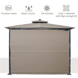 Morhome Patio 9.8ft.l X 9.8ft.w Gazebo with Extended Side Shed/Awning and Led Light in Brown Modern Contemporary Square Metal