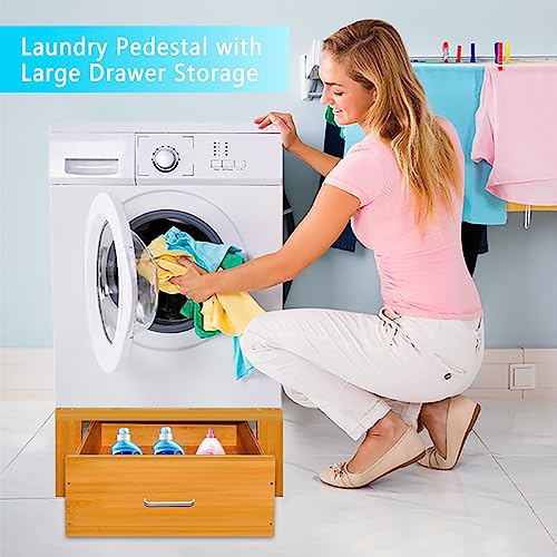 Kiss Core 29" Universal Fit Laundry Pedestal for Washer and Dryer, Washer and Dryer Pedestal Base Stand with Large Drawer Storage, Made up to 29 Inches Wide 14.3 Inches Height