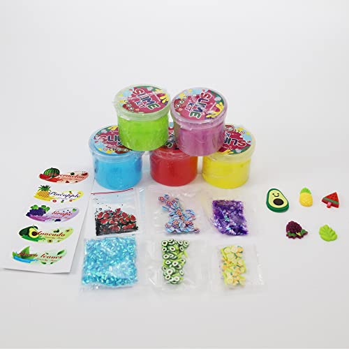 5 Pack Crunchy Slime,Clear Slime Kit with Glimmer for Girls,Birthday Gifts School Party Favors Toy for Girls and Boys