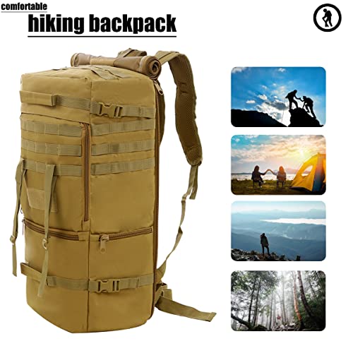 IFANGZHIWUI Hiking Backpacks 50L Camping Backpacks for Men Women 600D Oxford Outdoor for Traveling With Waterproof cover (khaki, 50L)