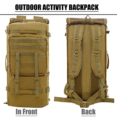 IFANGZHIWUI Hiking Backpacks 50L Camping Backpacks for Men Women 600D Oxford Outdoor for Traveling With Waterproof cover (khaki, 50L)