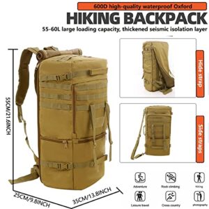 IFANGZHIWUI Hiking Backpacks 50L Camping Backpacks for Men Women 600D Oxford Outdoor for Traveling With Waterproof cover (khaki, 50L)