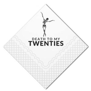 SharkBliss Death To My Twenties Cocktail Napkins, 50 Pack RIP Twenties Death to My 20s Dirty 30 Birthday Paper Cocktail Beverage Napkins in Bulk for 30th Birthday | 2-Ply, 5x5" (Death To My 20s)