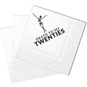 SharkBliss Death To My Twenties Cocktail Napkins, 50 Pack RIP Twenties Death to My 20s Dirty 30 Birthday Paper Cocktail Beverage Napkins in Bulk for 30th Birthday | 2-Ply, 5x5" (Death To My 20s)