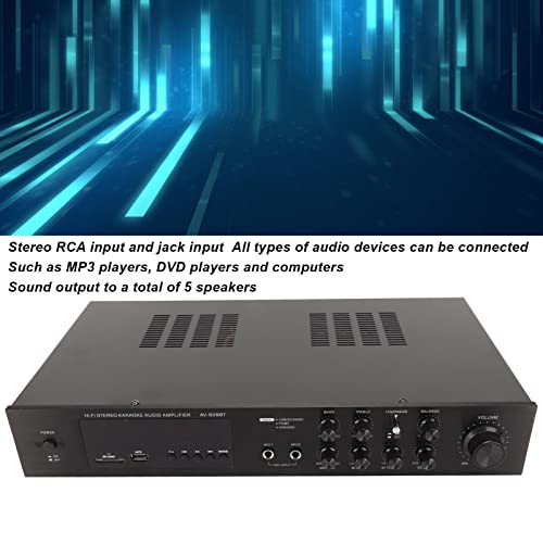 Bluetooth Home Theater Receiver, 5 Channel AV Receiver with Radio and MIC in, 500W HiFi Bluetooth Stereo Amplifier for Home Theater Karaoke Party