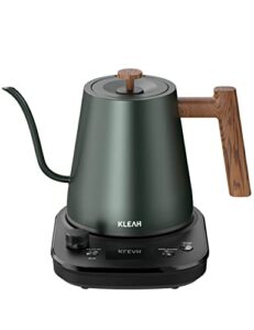 kleah electric kettle gooseneck with temperature control stainless steel automatic shut off coffee kettle hot water boiler pour over tea kettle 1200 watt quick heating keep warm, 0.8l for gift