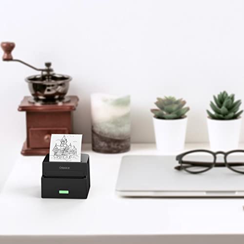 Ofeace Mini Pocket Printer, Sticker Printer, 200DPI Inkless Thermal Printer, Wireless Bluetooth Printer with Android iOS for Retro-Style Photos/Receipts/Notes/Lists/Label/Memo/QR Codes