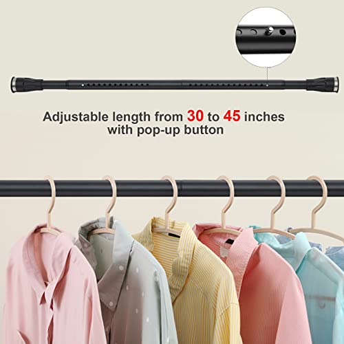 Closet Rods for Hanging Clothes - 30 to 45 inch Adjustable Closet Poles for Hanging Clothes No Drilling, Stainless Steel Heavy Duty Clothes Rod for Closet, Wardrobes