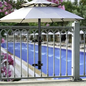 Vinazone Patio Umbrella Holder, Heavy Duty Deck Umbrella Mount, Umbrella Holder for Deck Railing, Deck Mount Umbrella Holder, Umbrella Deck Mount, Umbrella Clamp for Fence, Railing, Deck- Set1 -Black