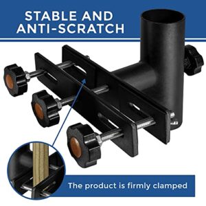 Vinazone Patio Umbrella Holder, Heavy Duty Deck Umbrella Mount, Umbrella Holder for Deck Railing, Deck Mount Umbrella Holder, Umbrella Deck Mount, Umbrella Clamp for Fence, Railing, Deck- Set1 -Black