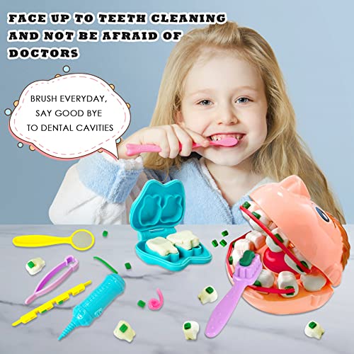 GOVOY Play Clay Dough Dentist Set Doctor Drill and Fill Dentist Toy Smile Dentist Kit Pretend Play Set 53pcs for Kids 3 Years Old and UP