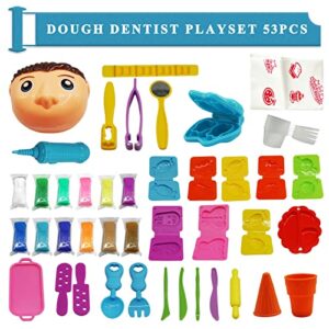 GOVOY Play Clay Dough Dentist Set Doctor Drill and Fill Dentist Toy Smile Dentist Kit Pretend Play Set 53pcs for Kids 3 Years Old and UP