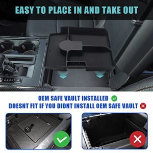 BestEvMod for F150& Lightning Center Console Organizer,Insert Center Console Safe Box Tray Only Fit Installed OEM Safe Box Vault Compatible with 2021-2023 Ford F150 F-150 Lightning Accessories (Black)