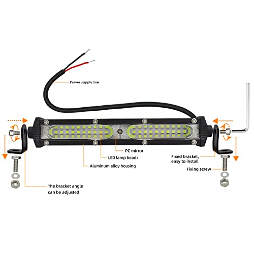 Ultra Slim Single Row Green LED Offroad Driving Fog Lights Bar Green Hunting Fishing Lights 2Pcs 7Inch Waterproof Auxiliary Work Lights Grille Lights Bar fit for Fish Pig Deer Truck Trator Boat Cars