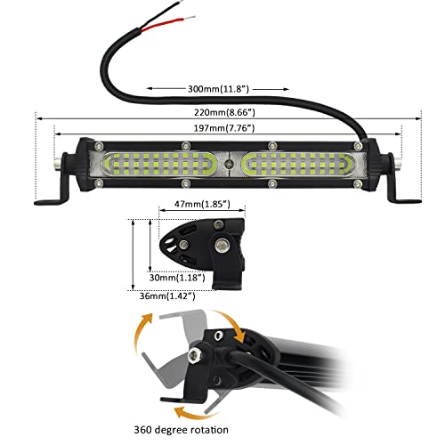 Ultra Slim Single Row Green LED Offroad Driving Fog Lights Bar Green Hunting Fishing Lights 2Pcs 7Inch Waterproof Auxiliary Work Lights Grille Lights Bar fit for Fish Pig Deer Truck Trator Boat Cars