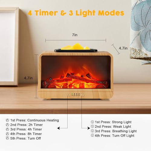 Wax Melt Warmer Electric Melter - Electric Flame Fireplace Wax Burner, Wax Melter for Scented Wax Melts with 4 timer, Flame Light Fragrance Wax Cubes Warmer Gift & Decor for Home Office Studio