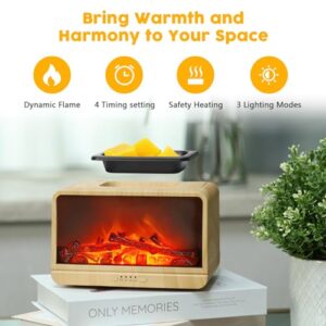 Wax Melt Warmer Electric Melter - Electric Flame Fireplace Wax Burner, Wax Melter for Scented Wax Melts with 4 timer, Flame Light Fragrance Wax Cubes Warmer Gift & Decor for Home Office Studio