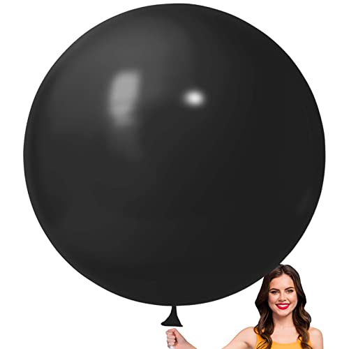 RUBFAC 36in Black Giant Balloons, 5pcs Black Latex Helium Balloons for Birthday Party Photo Shoot Wedding Baby Shower Decoration