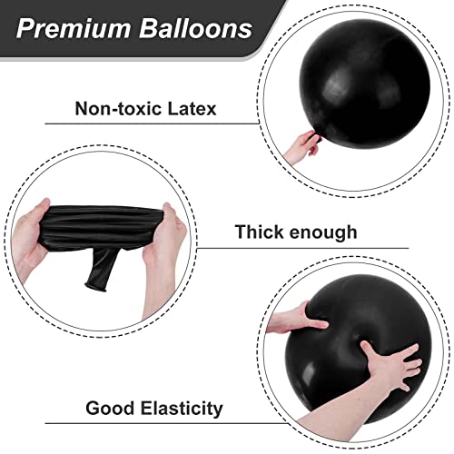 RUBFAC 36in Black Giant Balloons, 5pcs Black Latex Helium Balloons for Birthday Party Photo Shoot Wedding Baby Shower Decoration