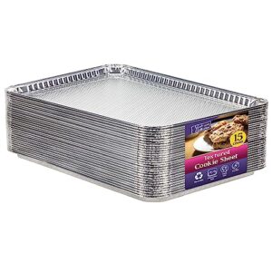 aluminum pans half size textured cookie sheet 15 count durable nonstick baking sheets 15.87" x 11" - sheet pan, baking tray, cookie sheets, foil pans, foil trays, sheet baking pans