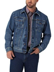 wrangler men's cowboy cut western unlined denim jacket, stonewash, large