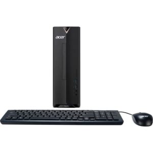 Acer Aspire Tower Desktop, Intel Celeron J4125 Processor, 8GB RAM, 512GB PCIe SSD, DVD, HDMI, VGA, Wi-Fi, Wired Keyboard & Mouse, Windows 11 Home, Black (D17W6)