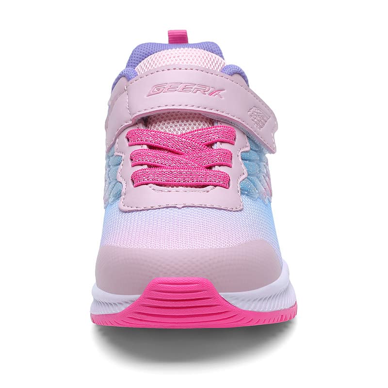 GEERX Joy Kids Sneakers Girls Toddler Little Kid Athletic Lightweight Running Training Tennis Shoes Purple Blue Size 8