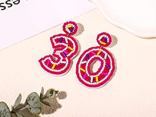 Beaded Birthday Earrings for Women Girls 40th 30th 21th Happy Birthday Earrings Statement Celebration Holiday Drop Dangle Earrings Birthday Festive Party Jewelry Gifts (30)