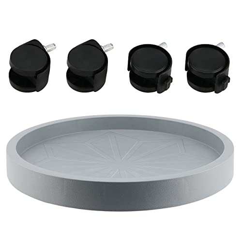 JOIKIT 4 Pack 13 Inch Round Plant Caddy with 4 Lockable Wheels, 132 Lbs Capacity Heavy Duty Rolling Plant Stand, Wheeled Planter Saucer Tray Trolley for 11.8 Inch Planter Pot Indoor Outdoor, Grey