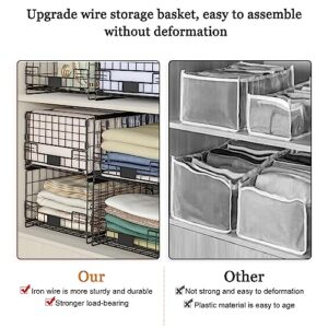 Lyuwanxian 3-Tier Stackable Closet Organizers and Drawer Storage Shelves, Removable 3 Dividers, Stackable & Foldable Design with Nameplate for Closet, Wardrobe, Laundry Room and Shelves