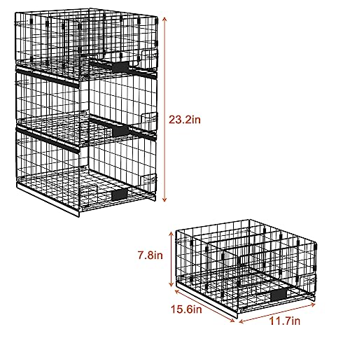 Lyuwanxian 3-Tier Stackable Closet Organizers and Drawer Storage Shelves, Removable 3 Dividers, Stackable & Foldable Design with Nameplate for Closet, Wardrobe, Laundry Room and Shelves