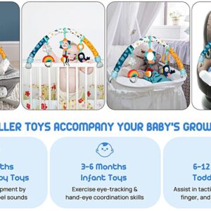 Baby Stroller Arch Toys, Mobile for Bassinet Crib, Detachable Activity Musical Animal Arch Toys with Rattles BB Squeaker Teether (Sky)