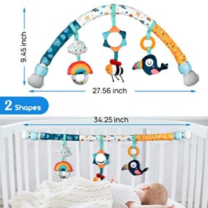 Baby Stroller Arch Toys, Mobile for Bassinet Crib, Detachable Activity Musical Animal Arch Toys with Rattles BB Squeaker Teether (Sky)