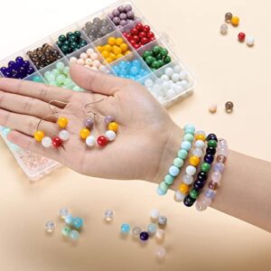 600PCS Glass Beads for Jewelry Making Bracelet Making kit Crystal Beads Mixed Healing Bead Rock Loose Nature Stone Gemstone for DIY Bracelet Necklace Essential Oil (Glass Beads)