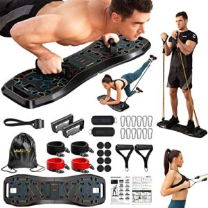 lalahigh home exercise equiptment - strength training workout push up board & resistance bands sets for effective full body workouts, professional strength training equiptment for men and women, gift for boyfriend