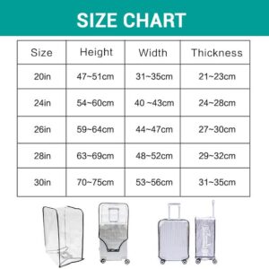 Clear Suitcase Cover - 20 24 26 28 30 Inch Waterproof PVC Suitcase Cover - Transparent Travel Suitcase Wrap - Protective Cover Case for Wheeled Luggage (28-Inch)