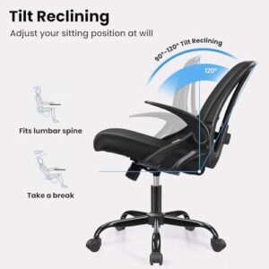 Razzor Office Chair, Ergonomic Computer Desk Chair with 2D Lumbar Support and Flip-up Arms, Swivel Breathable Mesh Task Chair with Adjustable Height for Home Office