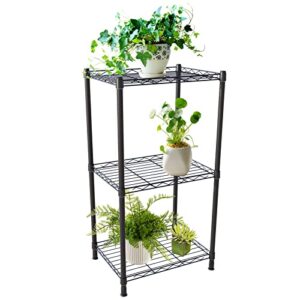 ZHAZHADI 3 Tier Fixed Layer Spacing Storage Shelf Metal Storage Rack Wire Shelving Unit Storage Shelves Metal 396Lbs Capacity 17" L x 13" W x 32" H for Pantry Closet Kitchen Laundry Black