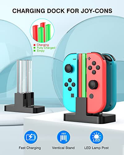 𝙎𝙬𝙞𝙩𝙘𝙝 𝙎𝙥𝙤𝙧𝙩𝙨 𝘼𝙘𝙘𝙚𝙨𝙨𝙤𝙧𝙞𝙚𝙨 𝘽𝙪𝙣𝙙𝙡𝙚 - HOZKAII 22 in 1 Family Accessories Kit Pack for Nintendo Switch/OLED Sports Games with Charging Dock, Game Guns, Tennis Rackets, Golf Clubs, Wrist Bands & Leg Strap