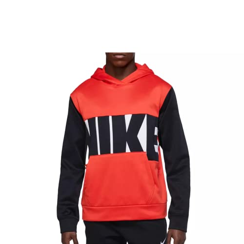 Nike Therma-fit Basketball Pullover Hoodie Mens (as1, alpha, l, regular, regular, Standard, Red/black)